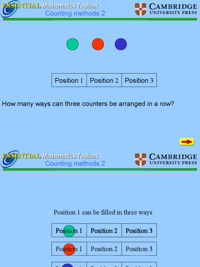 Counting Methods 2: Position 1 Position 2 Position 3 | PDF