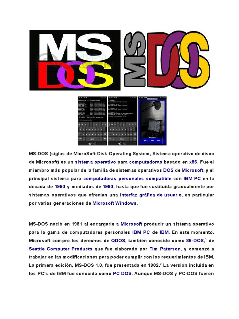 Ms-Dos y Principales Comandos | PDF