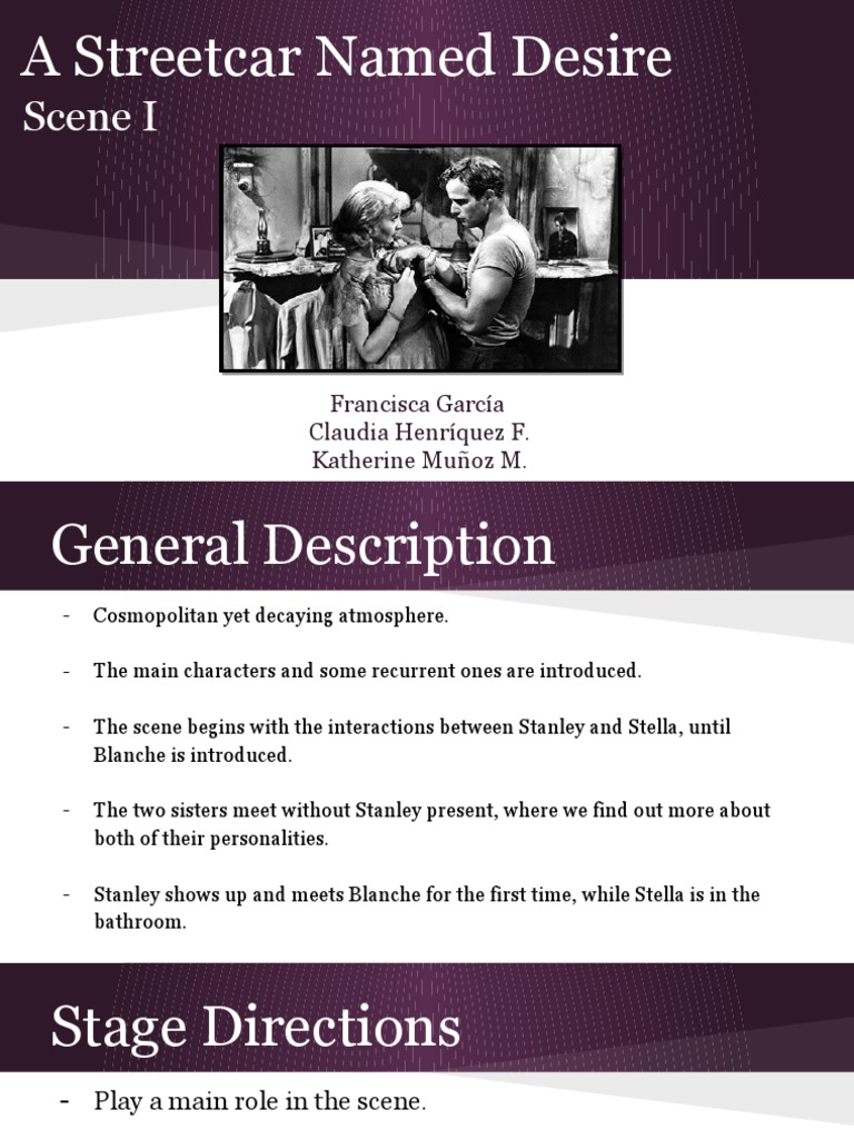 Streetcar Named Desire: Scene 1 - Analysis | PDF