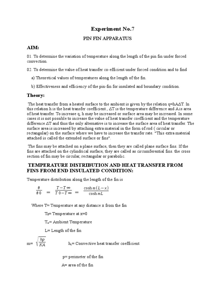 Pin Fin Heat Transfer Experiment | PDF | Heat Transfer | Transport ...