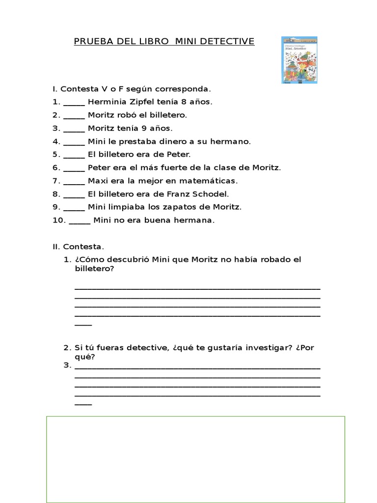 Mini detective prueba libro | PDF