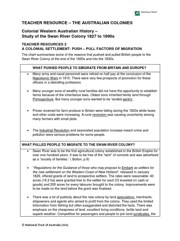 tr2 Colonial Settlement Push Pull Factors | PDF | United Kingdom ...
