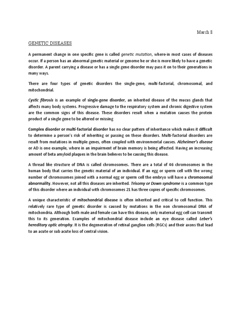 What You Should Know About Genetics Diseases | PDF