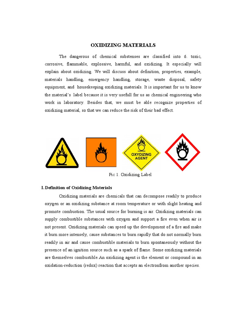 Oxidizing Materials | PDF | Combustion | Redox