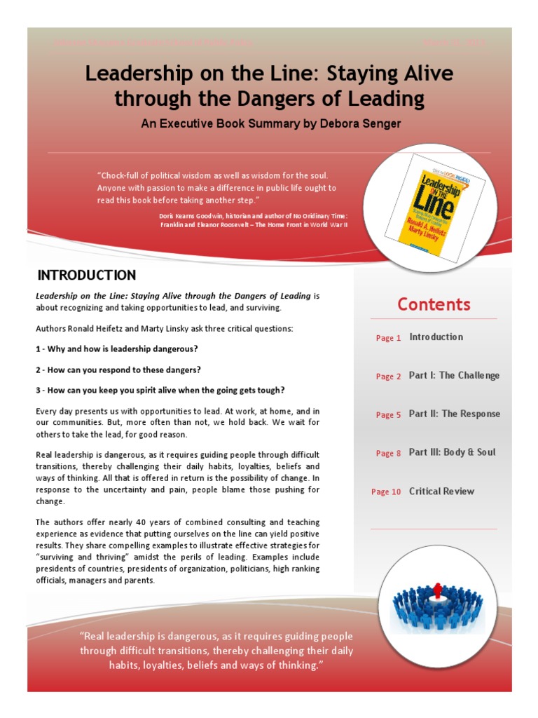 Leadership on the Line Summary | PDF | Leadership | Social Psychology