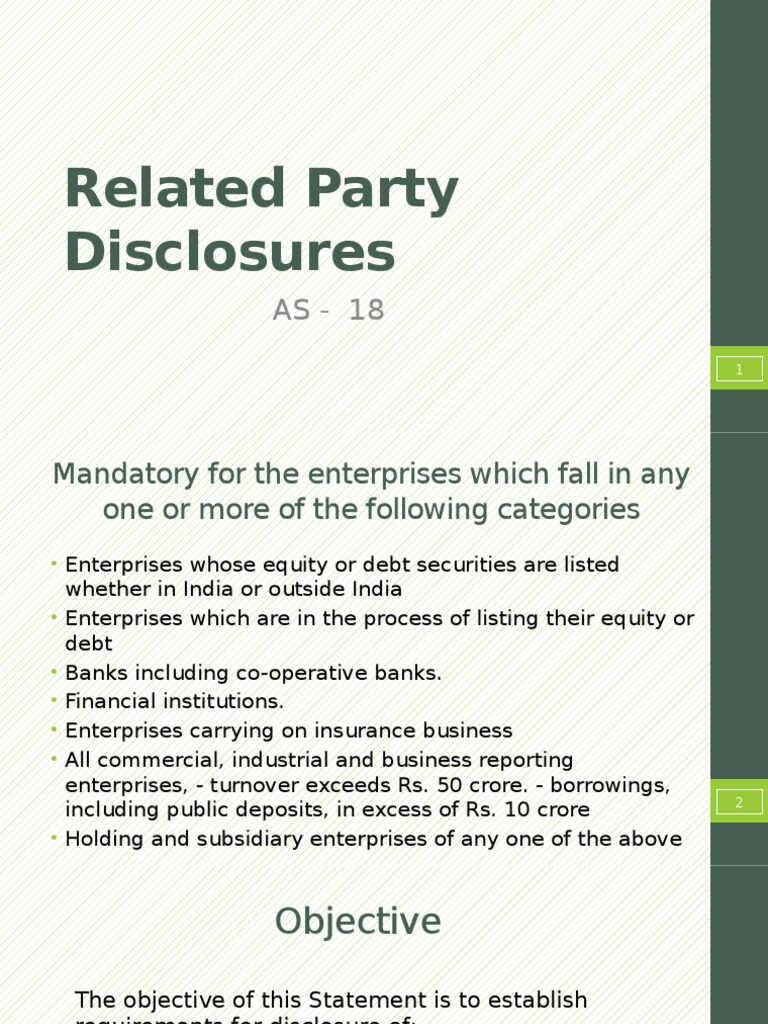 AS-18 Related Party Disclosure Guide | PDF | Financial Transaction ...