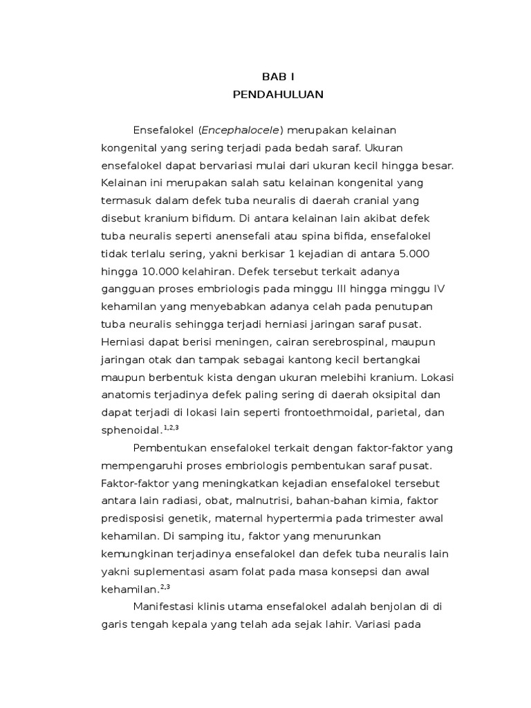 Ensefalokel: Definisi, Klasifikasi, dan Penanganan | PDF | Kesehatan ...
