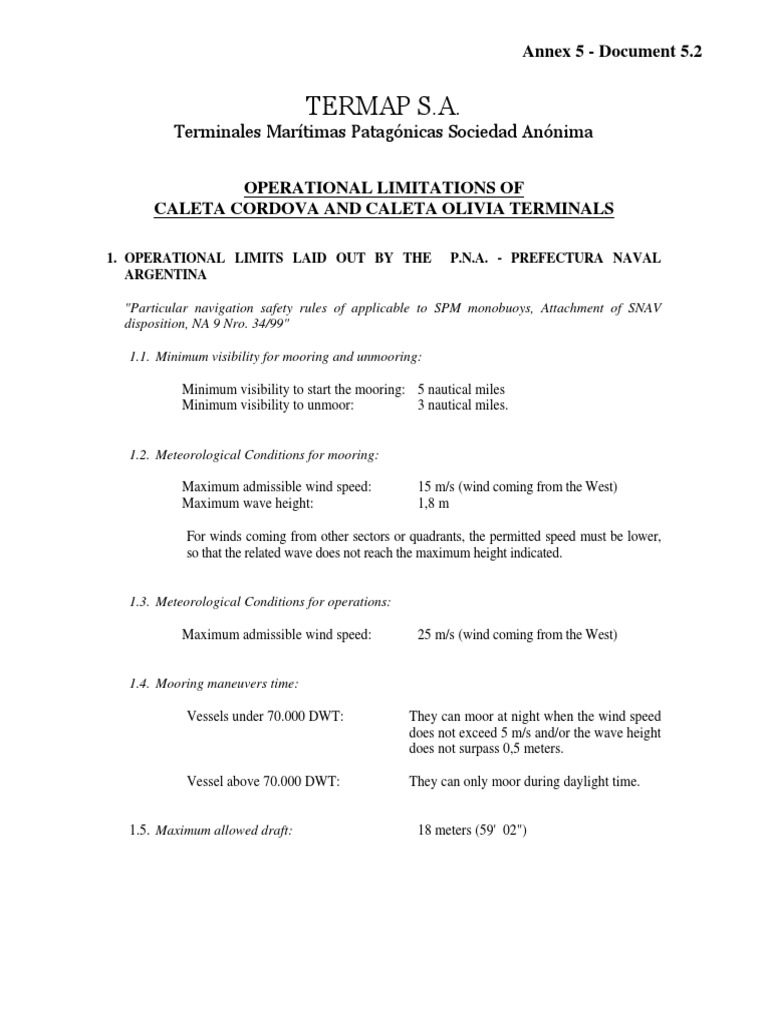 SPM Operational Limitations | PDF | Oil Tanker | Industries