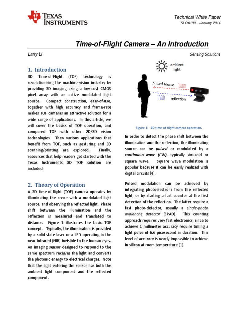 TOF Camera WhitePaper | PDF | Stereoscopy | Electronics