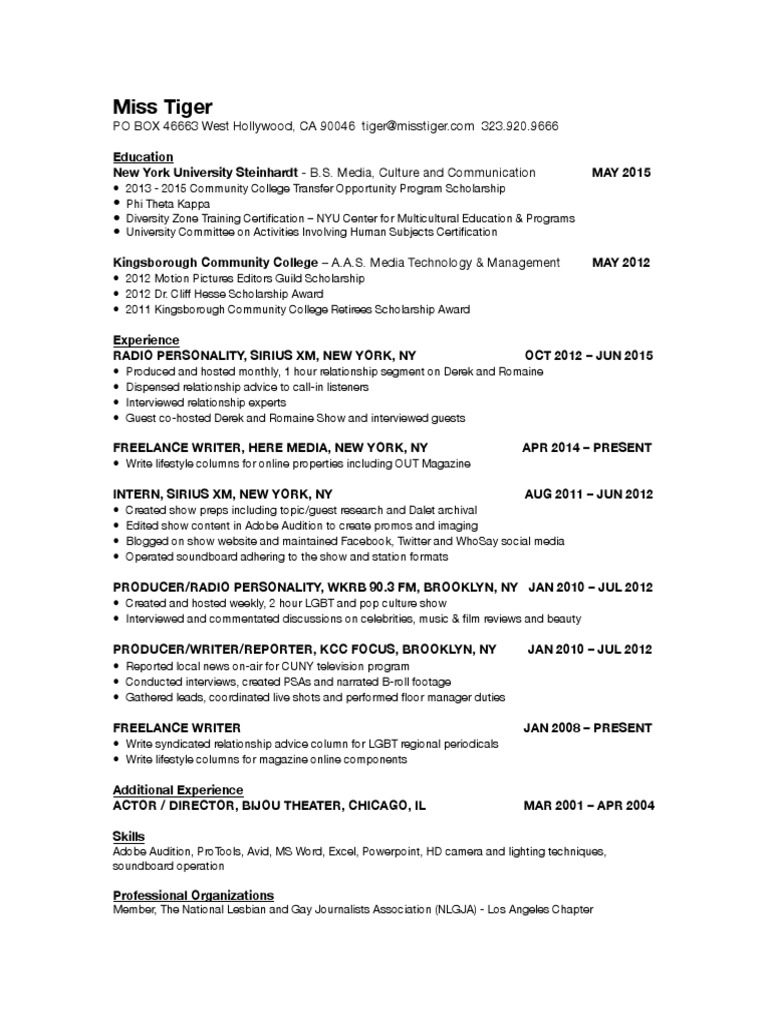 Media & Radio Professional Resume | PDF | Communication | Mass Media