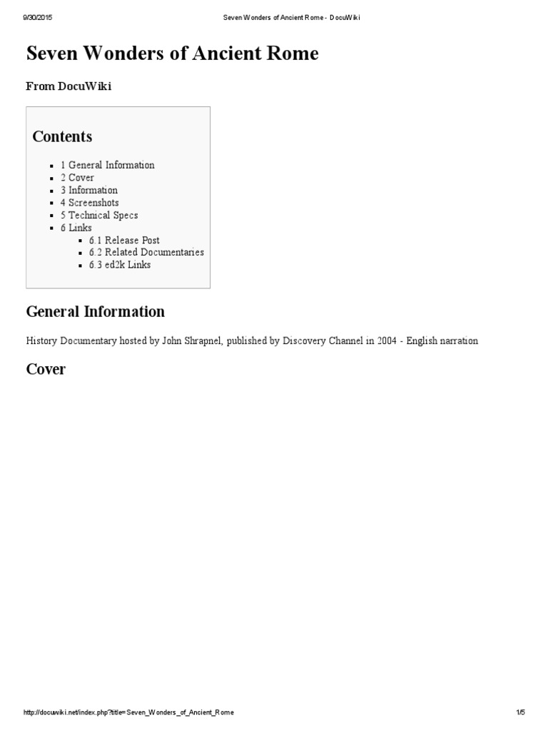 Seven Wonders of Ancient Rome | PDF | Roman Empire