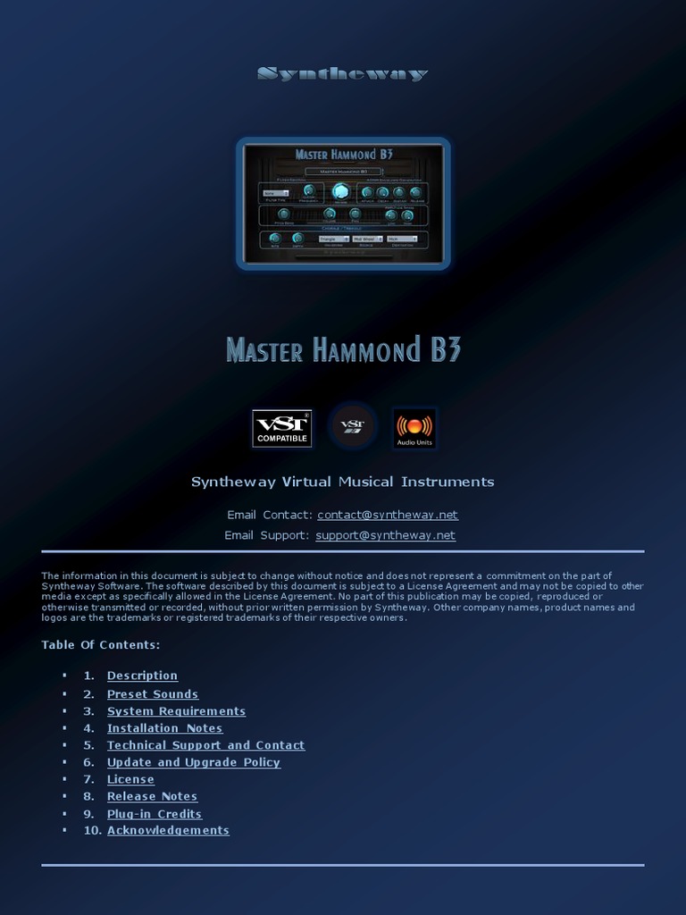 Virtual Hammond B3 Organ VST VST3 Audio Unit Plugins Plus EXS24 and ...