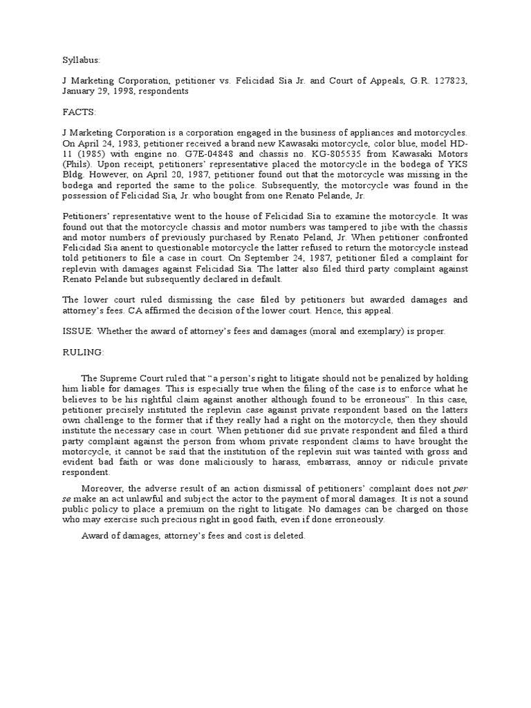 Damages | PDF | Bad Faith | Complaint