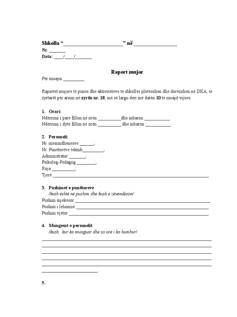 Raporti Mujor I Shkollave | PDF