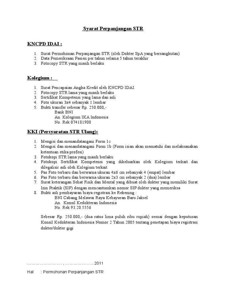 Syarat Perpanjangan STR | PDF