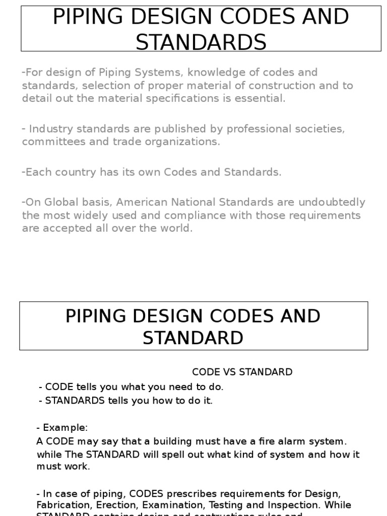 Piping Design Codes and Standard | PDF | Pipe (Fluid Conveyance ...