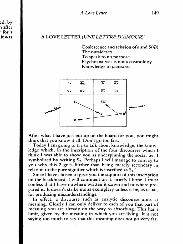 Lacan A Love Letter | PDF | Aristotle | Epistemology