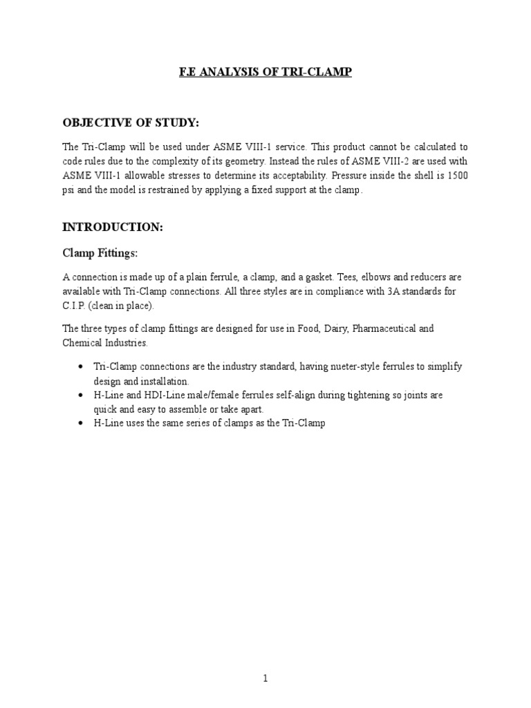 Tri-Clamp Project Report | PDF | Computer Aided Design | Structural Analysis