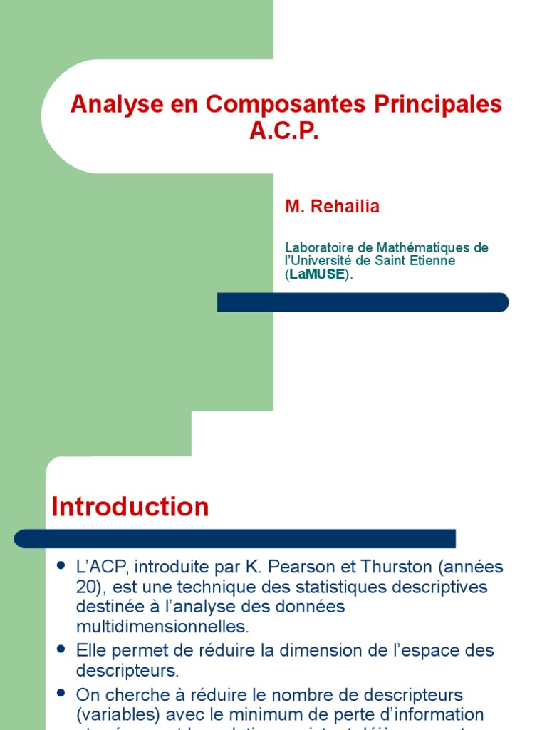 Acp Cours | PDF | Valeur propre, vecteur propre et espace propre | Corrélation (statistiques)