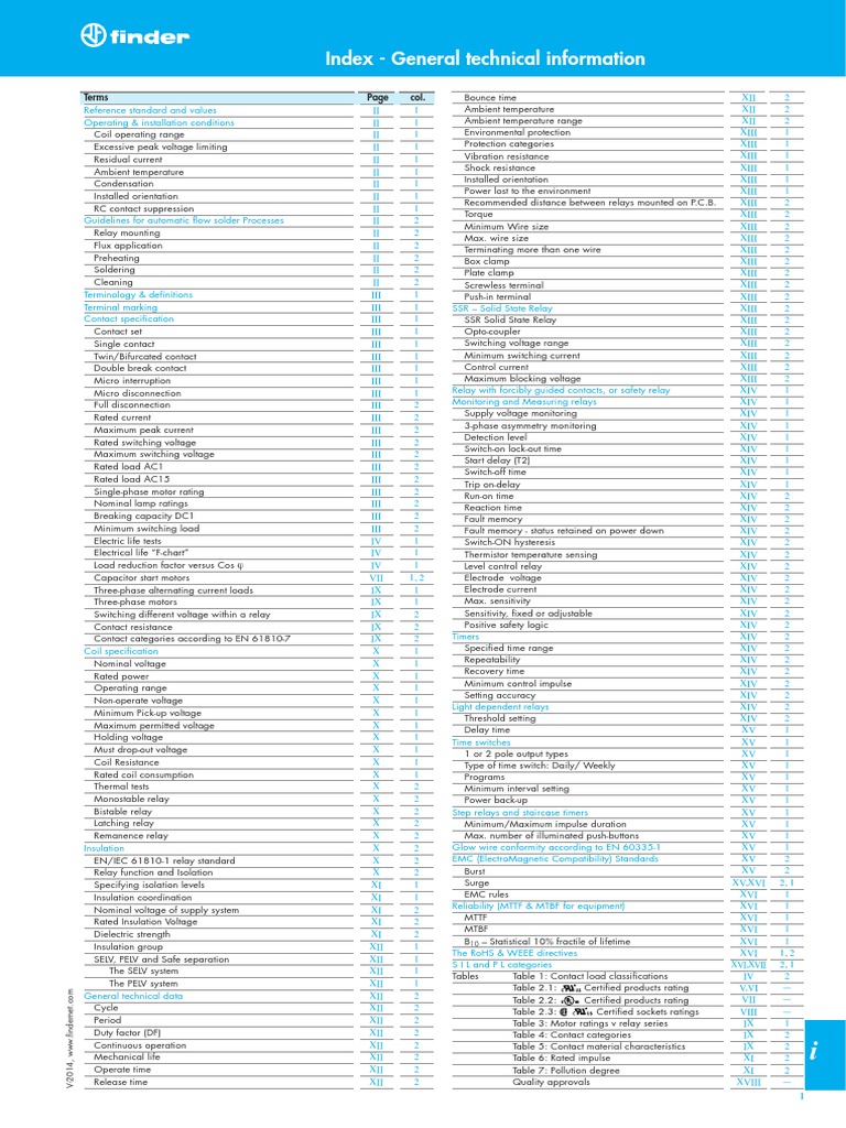 Finder Catalogue | PDF | Relay | Insulator (Electricity)