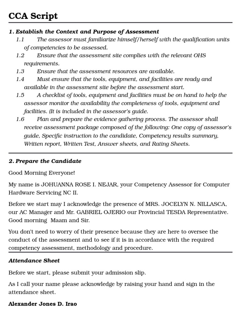 CCA Script Jho | PDF | Educational Assessment | Competence (Human Resources)