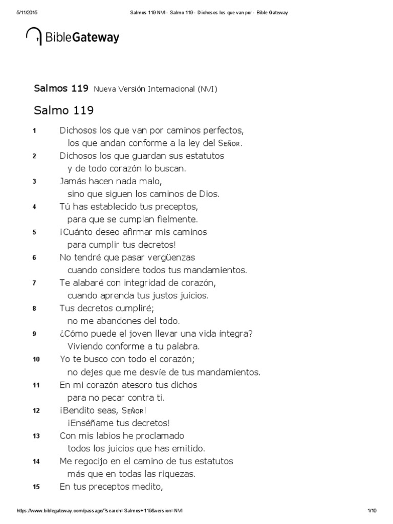 Salmos 119 NVI - Salmo 119 - Dichosos Los Que Van Por | PDF | Salmos | Creencia religiosa y doctrina