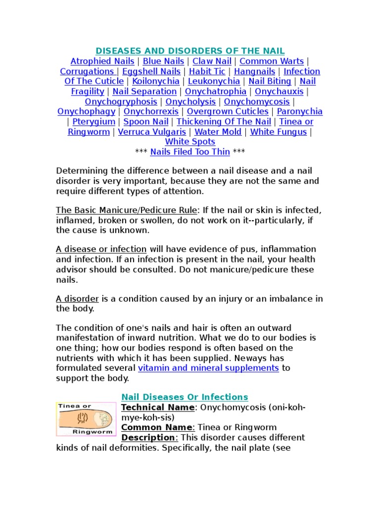 Diseases and Disorders of The Nail | PDF | Nail (Anatomy) | Diseases ...