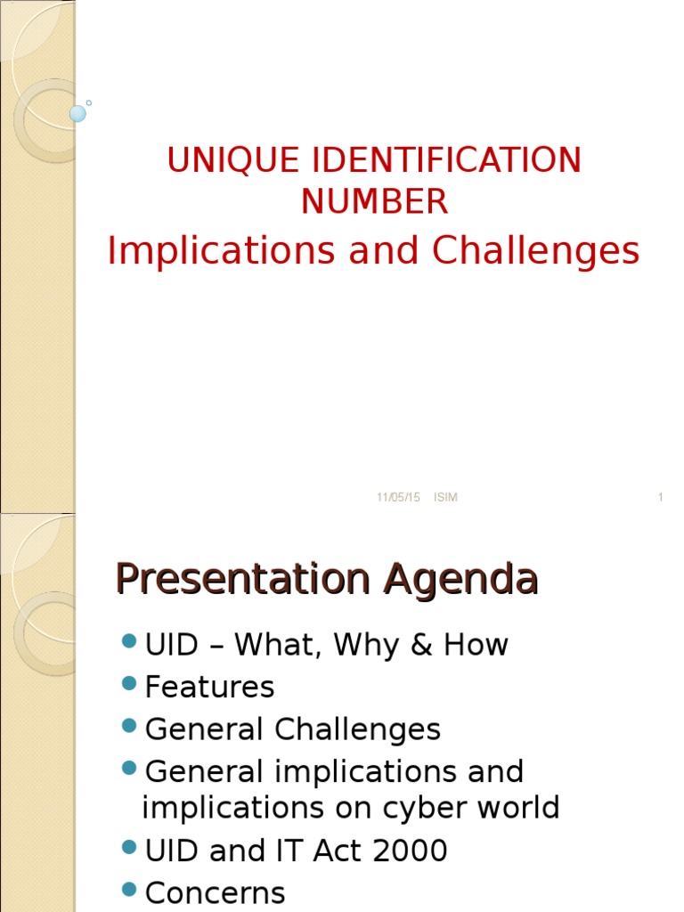 Unique Identification Number: Implications and Challenges | PDF ...