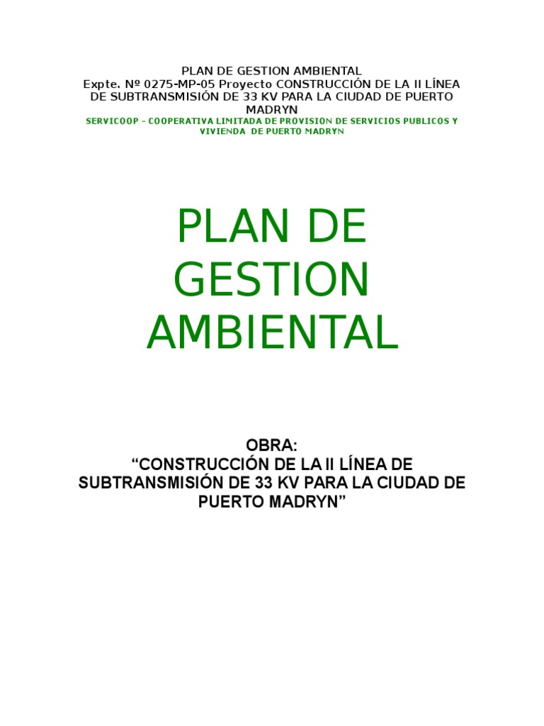 Plan de Gestion Ambiental | Descargar gratis PDF | Residuos | Contaminación