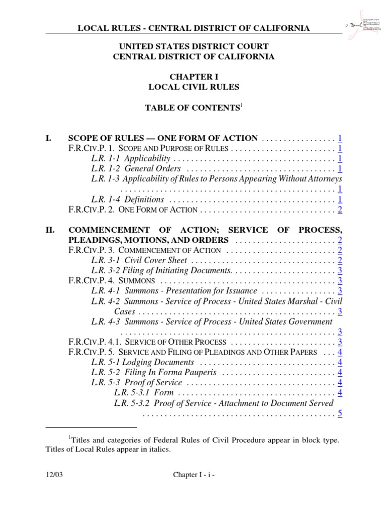 2010-03-24 US District Court, Central District of California: Local ...