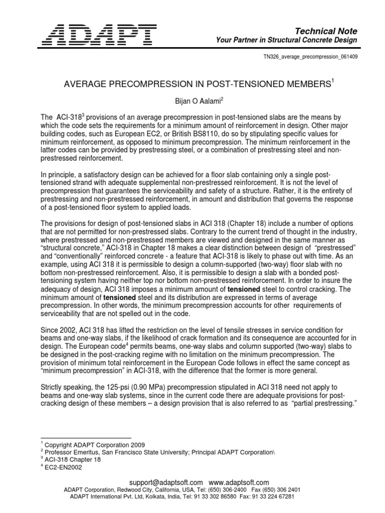 Average Precompression in Post-Tensioned Members | PDF | Prestressed ...
