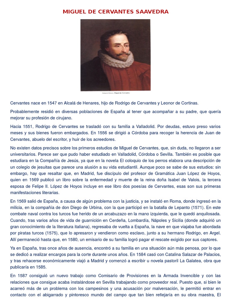 Biografia - Miguel de Cervantes Saavedra | Miguel de Cervantes | Don ...