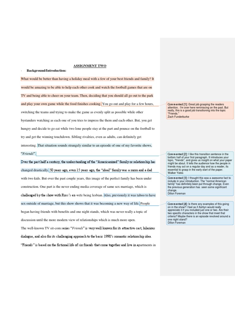 Assignment Two Peer Workshop | PDF | Friends | Friendship