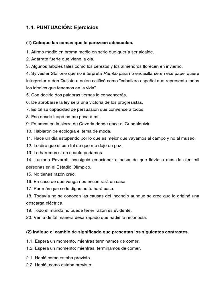 Ejercicios de Puntuacion | PDF