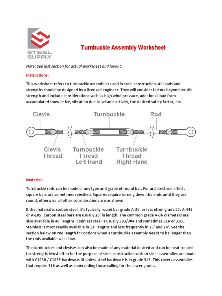 Turnbuckle Assembly Guide for Engineers | PDF | Steel | Nature