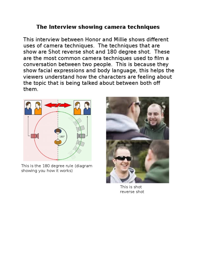 The Interview Showing Camera Techniques | PDF