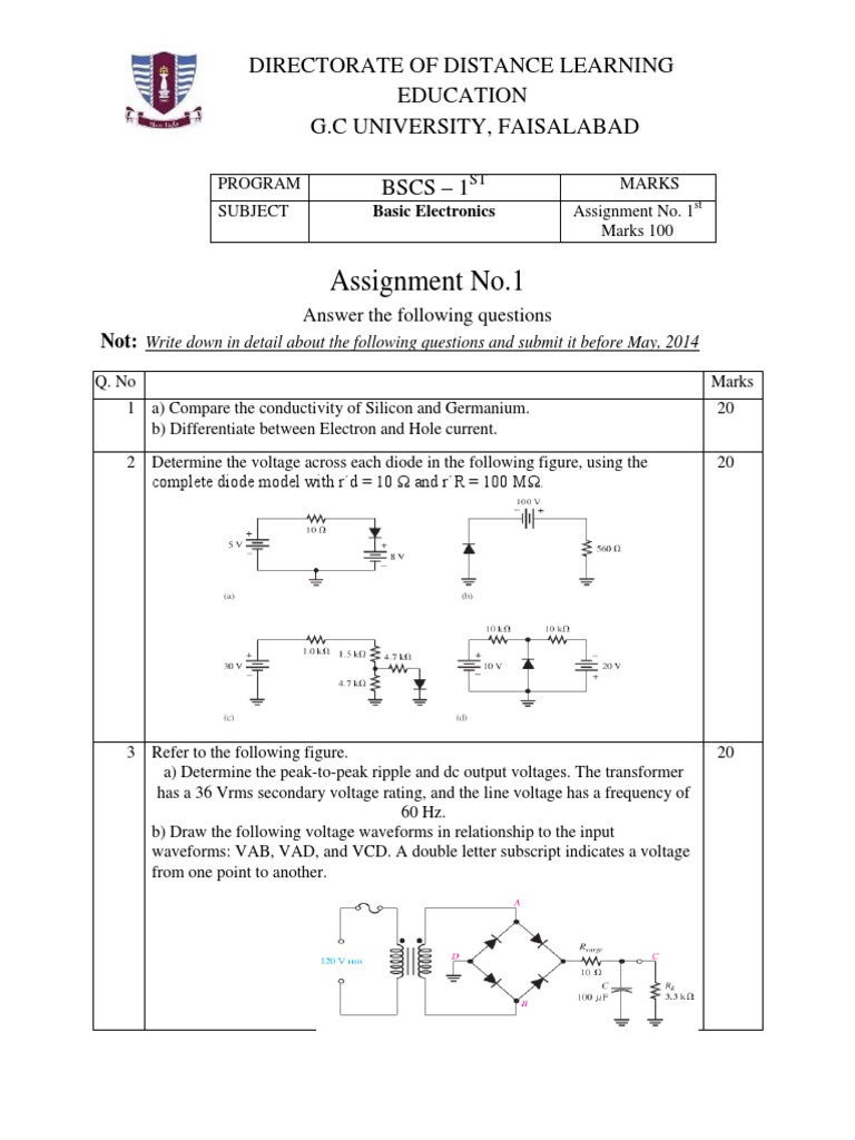 Basic Electronics Assignment Guide | PDF