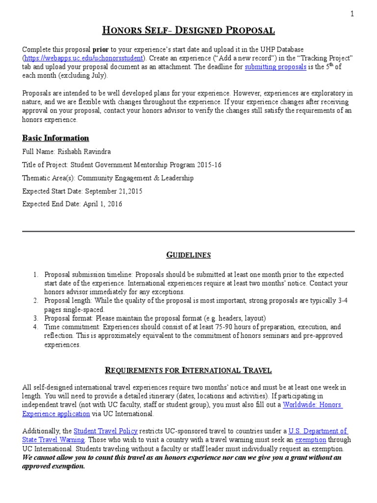 Honors Proposal: Student Government Mentorship | PDF | Leadership ...