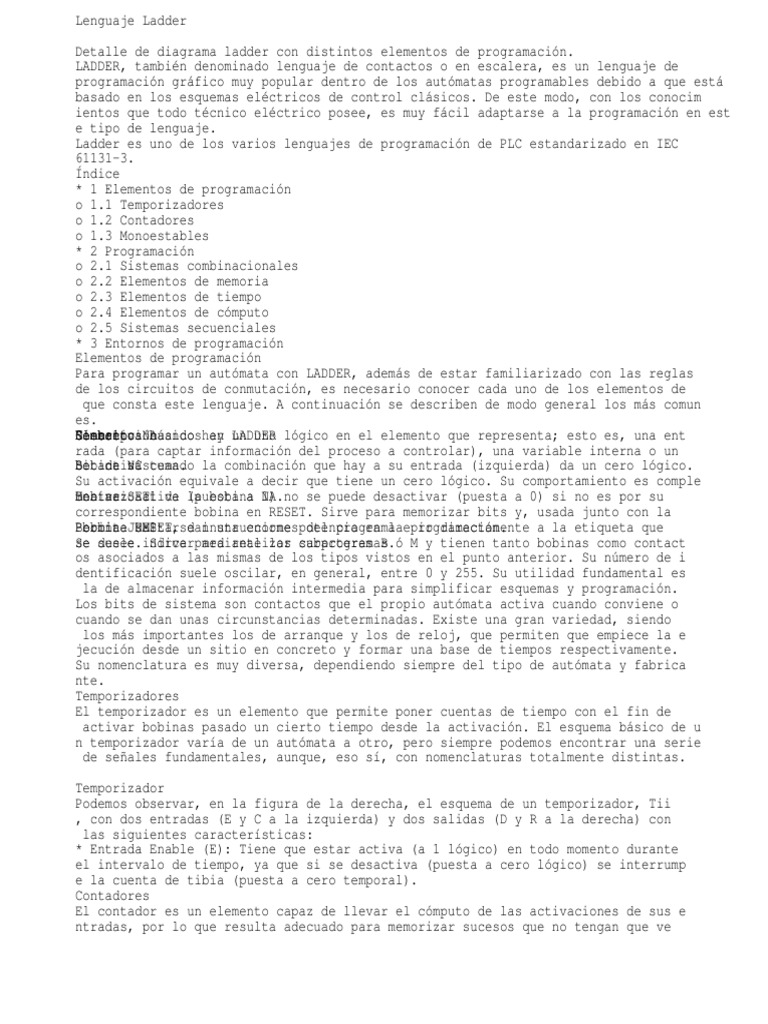 Lenguaje Ladder | PDF | Informática | Ingenieria Eléctrica