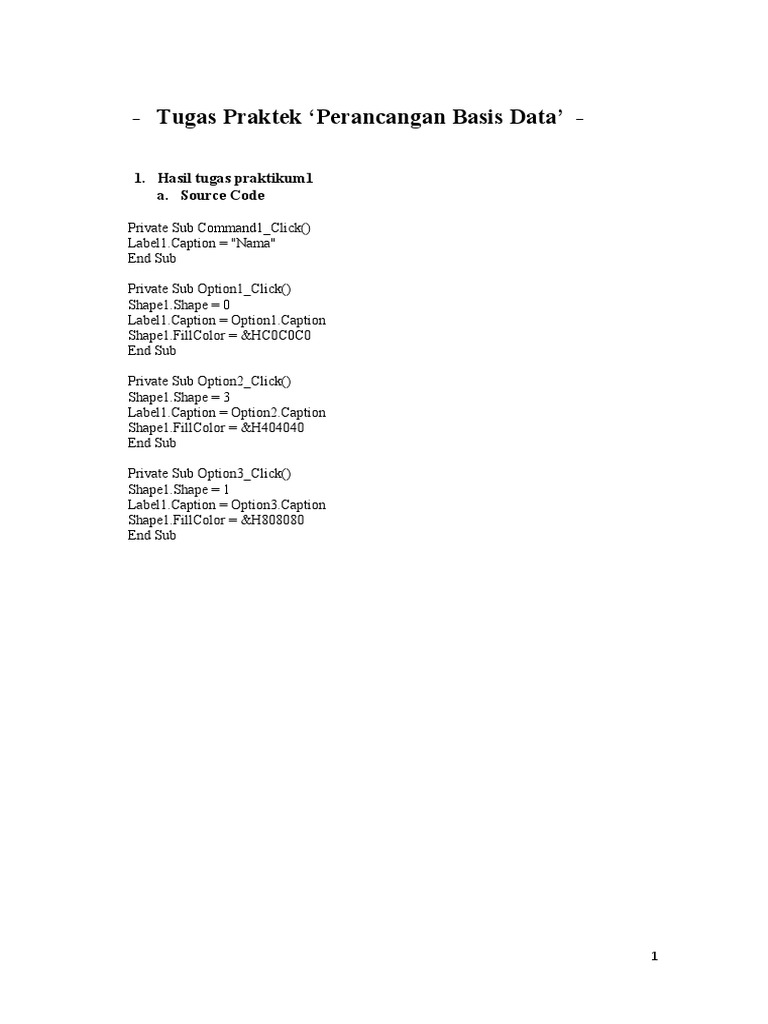 Tugas Praktek Perancangan Basis Data | PDF