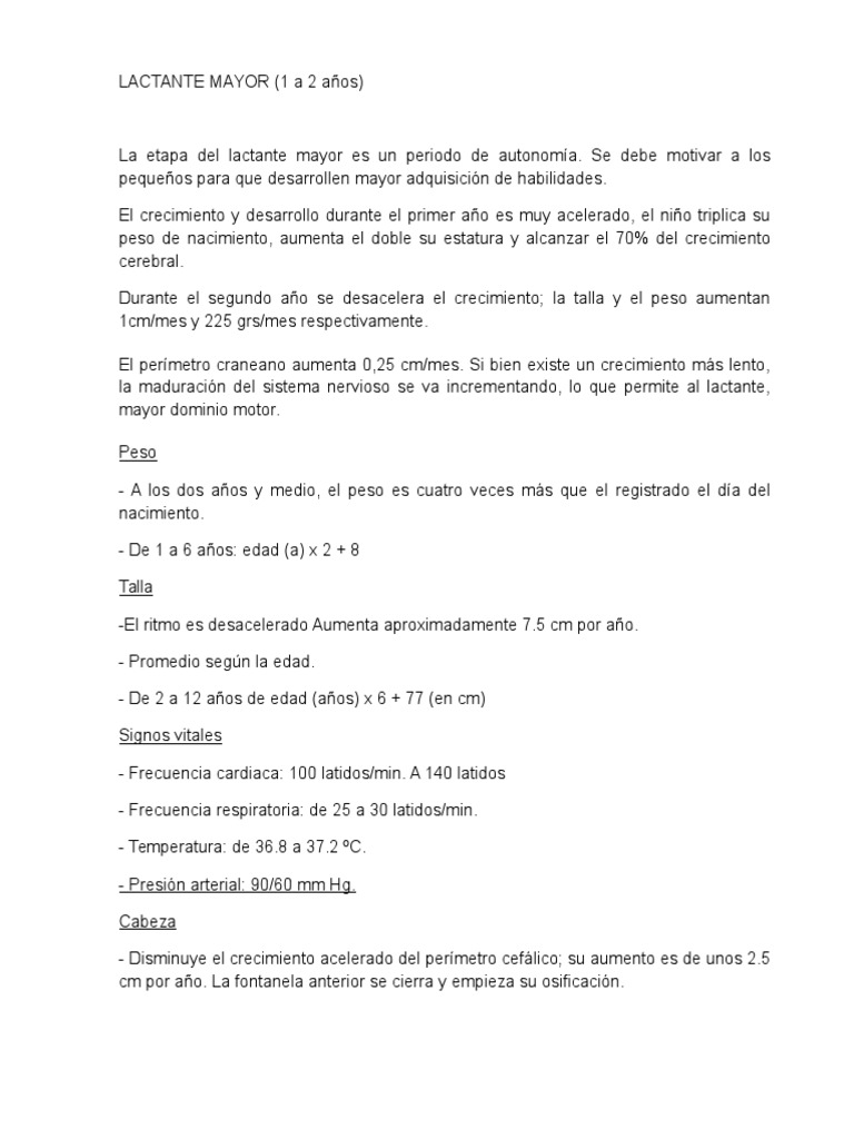 Crecimiento y Desarrollo del Lactante Mayor | PDF | Infantes | Adolescencia