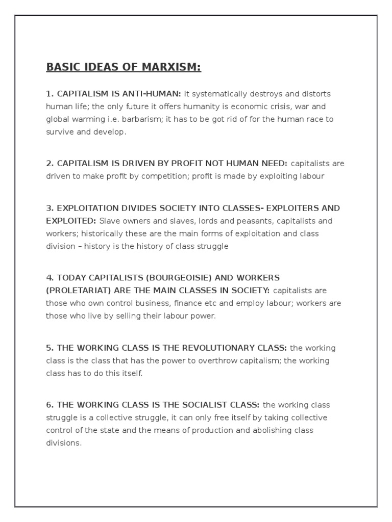 Basic Ideas of Marxism | PDF | Communism | Marxism