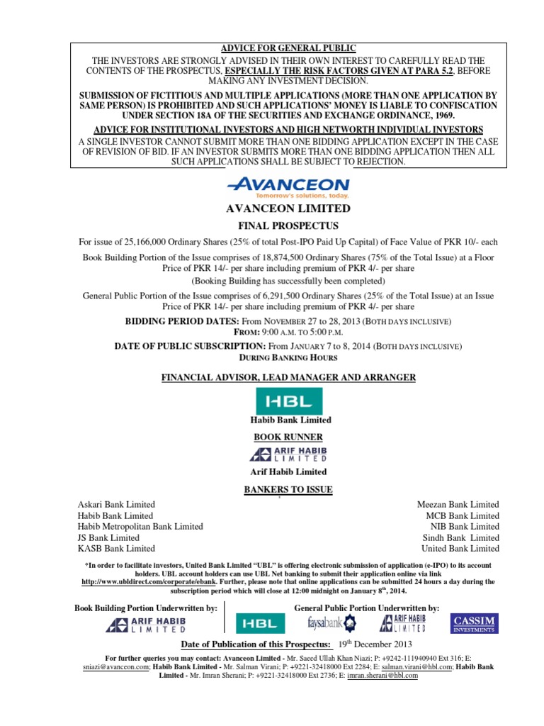 Avanceon Limited IPO Prospectus | PDF | Initial Public Offering | Stock ...