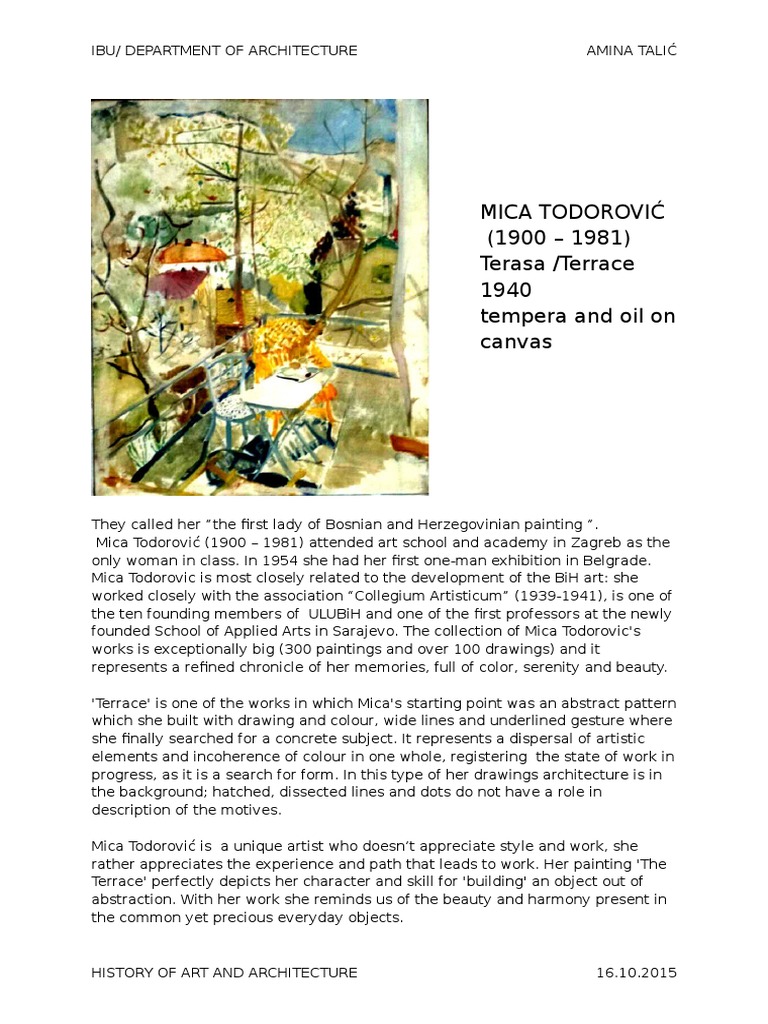 Mica Todorović: Pioneer of Bosnian Art | PDF