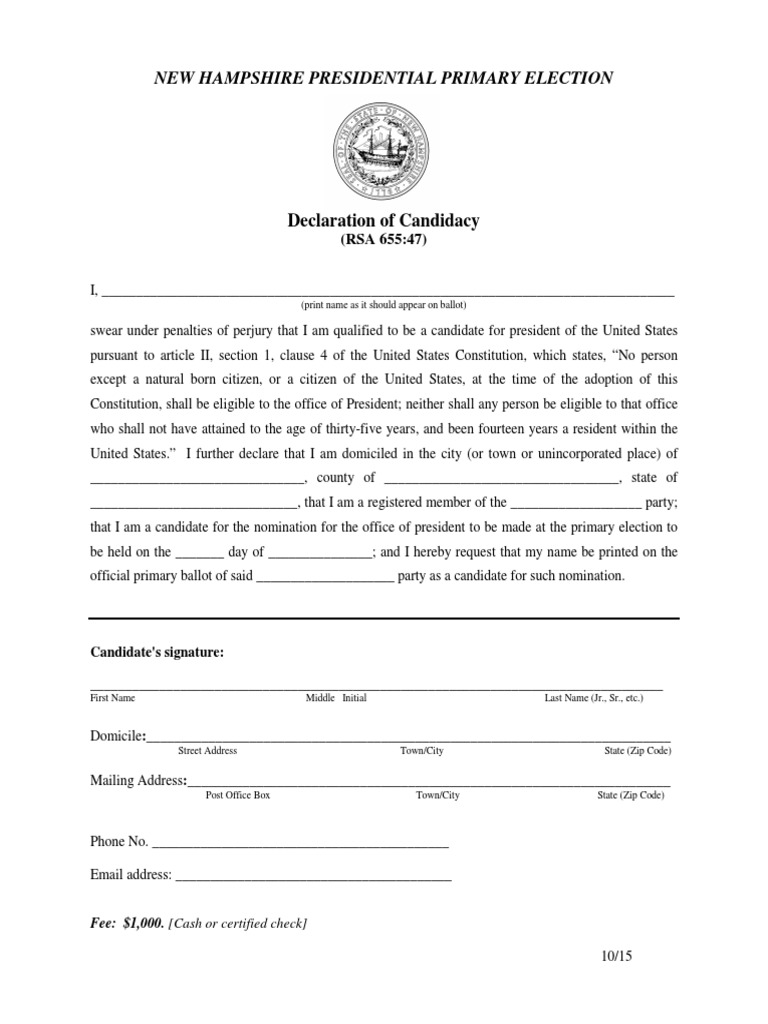 Declaration of Candidacy | PDF