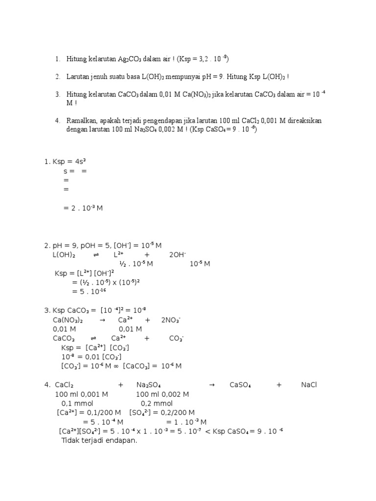 Jawaban Soal Kimia KSP | PDF