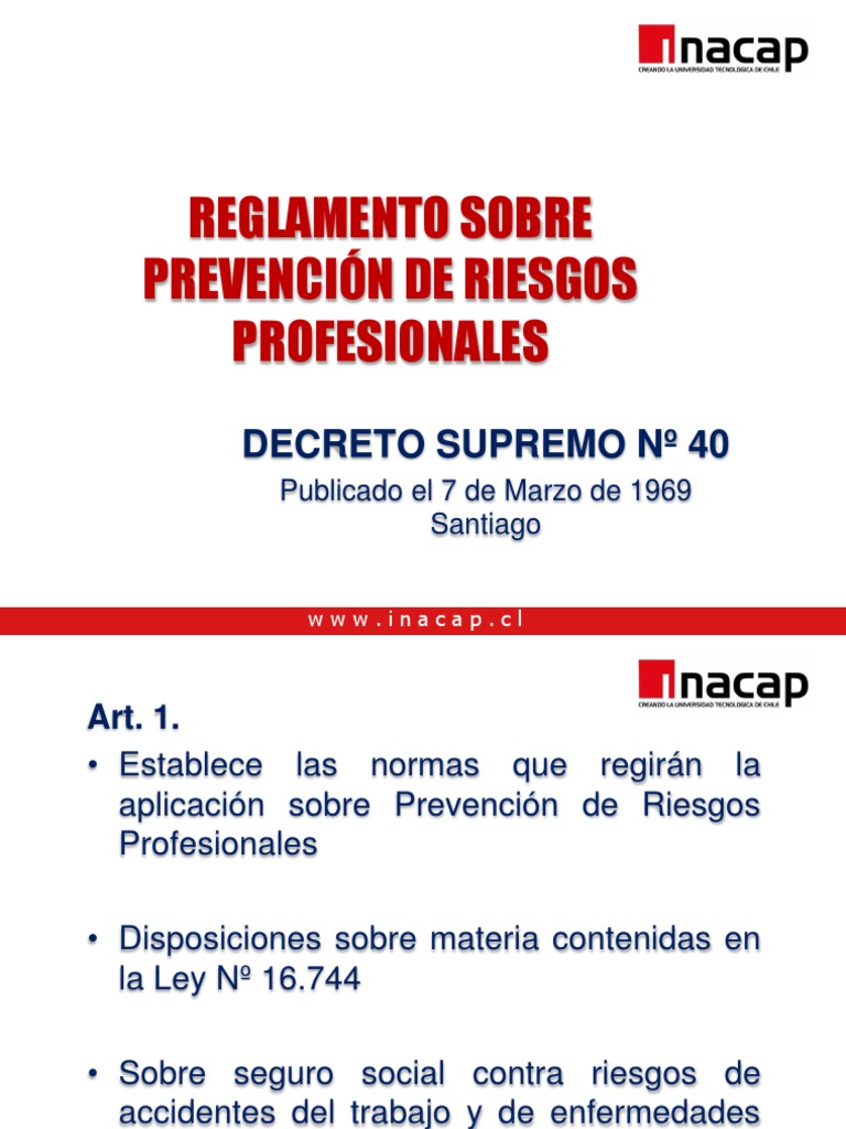 D.S. 40 | PDF | Seguro | Bienestar