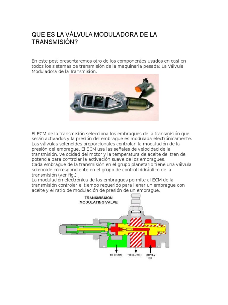 Que Es La Válvula Moduladora de La Transmisión | PDF