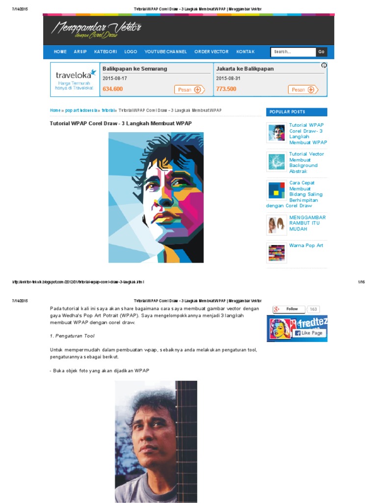 Tutorial WPAP Corel Draw - 3 Langkah Membuat WPAP - Menggambar Vektor | PDF