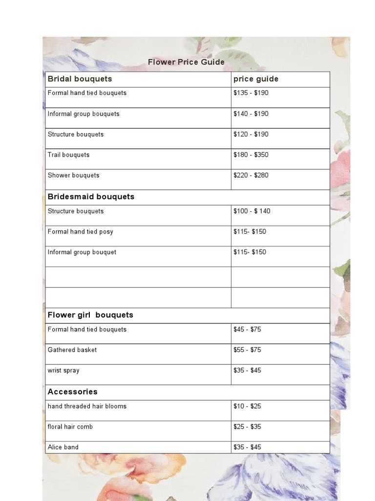 Flower Price Guide | PDF